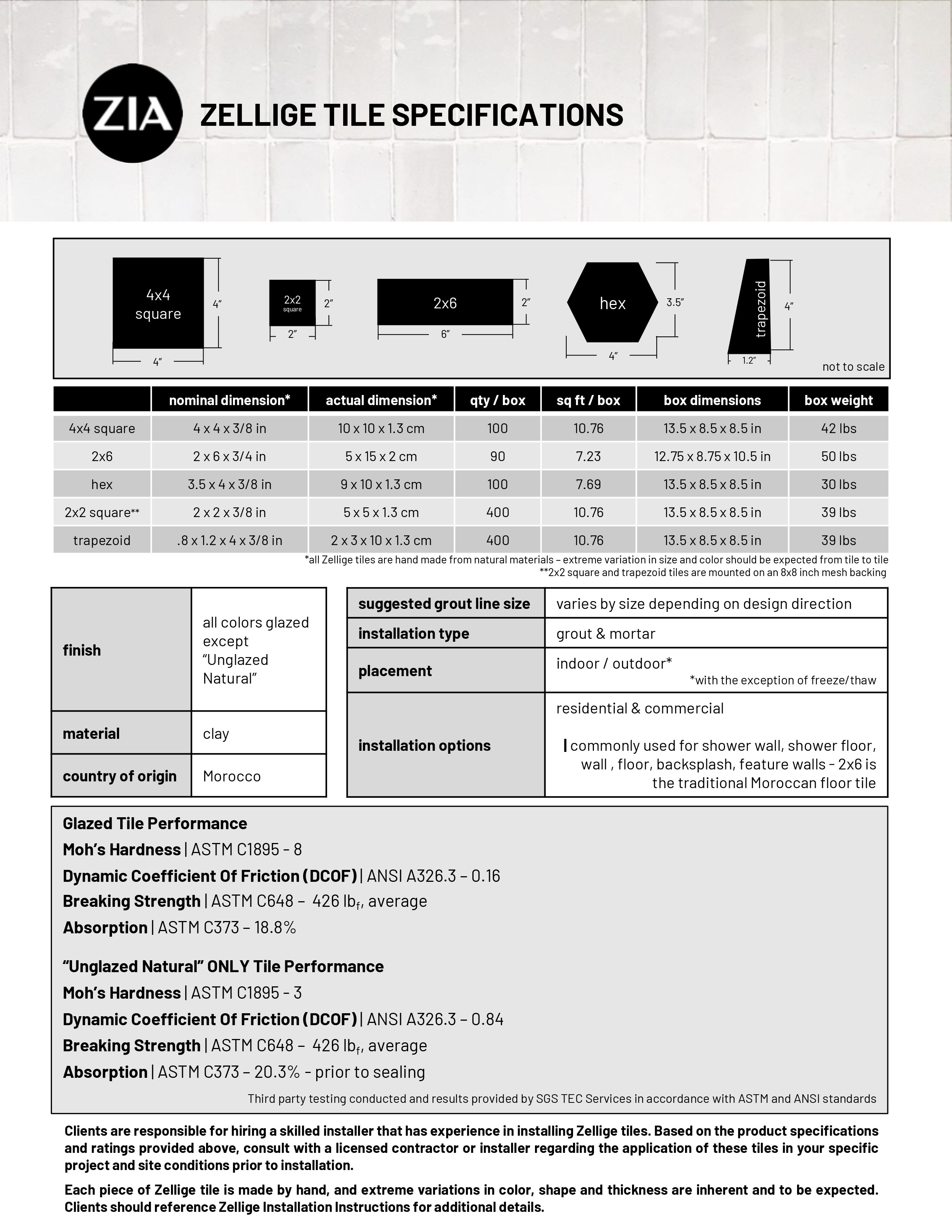 Zellige Spec Sheet – Zia Tile