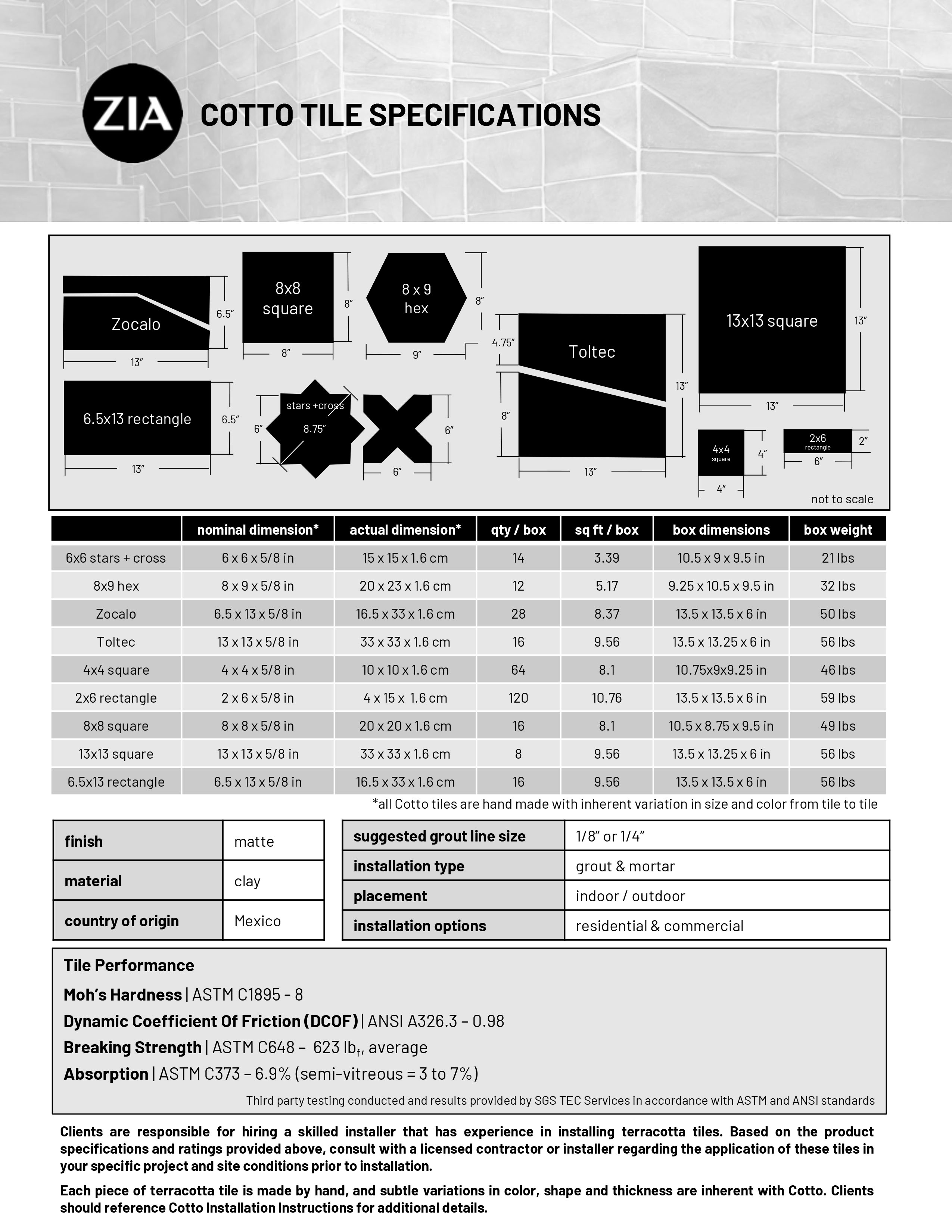 Cotto Spec Sheet – Zia Tile