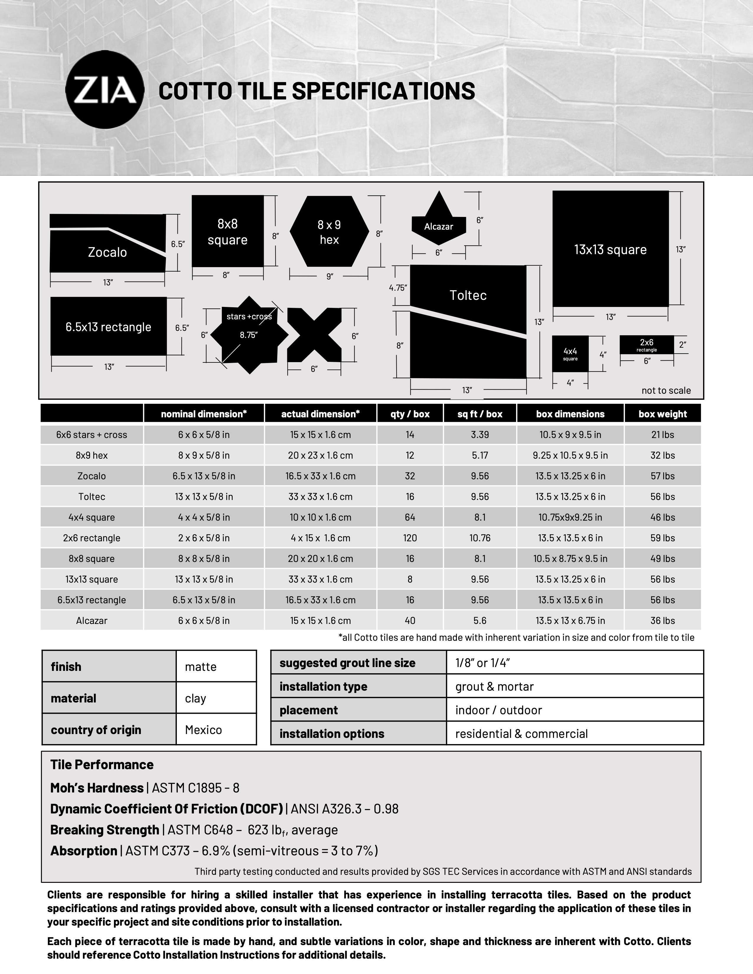Cotto Spec Sheet – Zia Tile