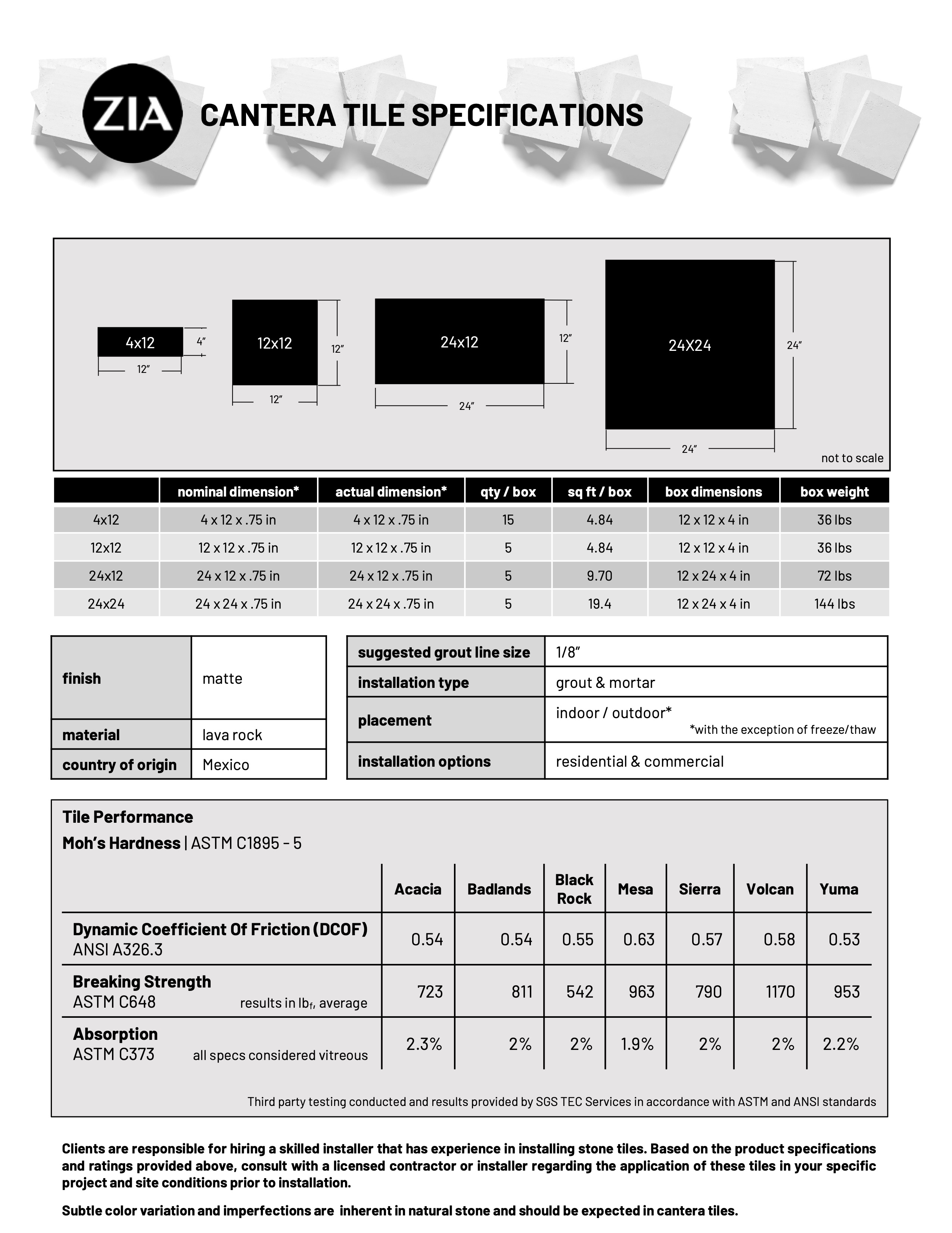 Cantera Spec Sheet – Zia Tile